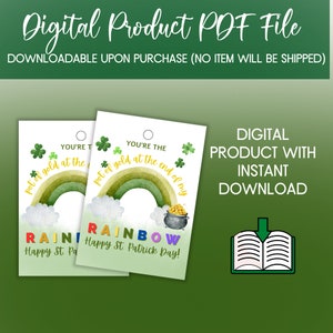 St Patricks Day Tag Printable, Pot of Gold St Patricks Gift Label ...