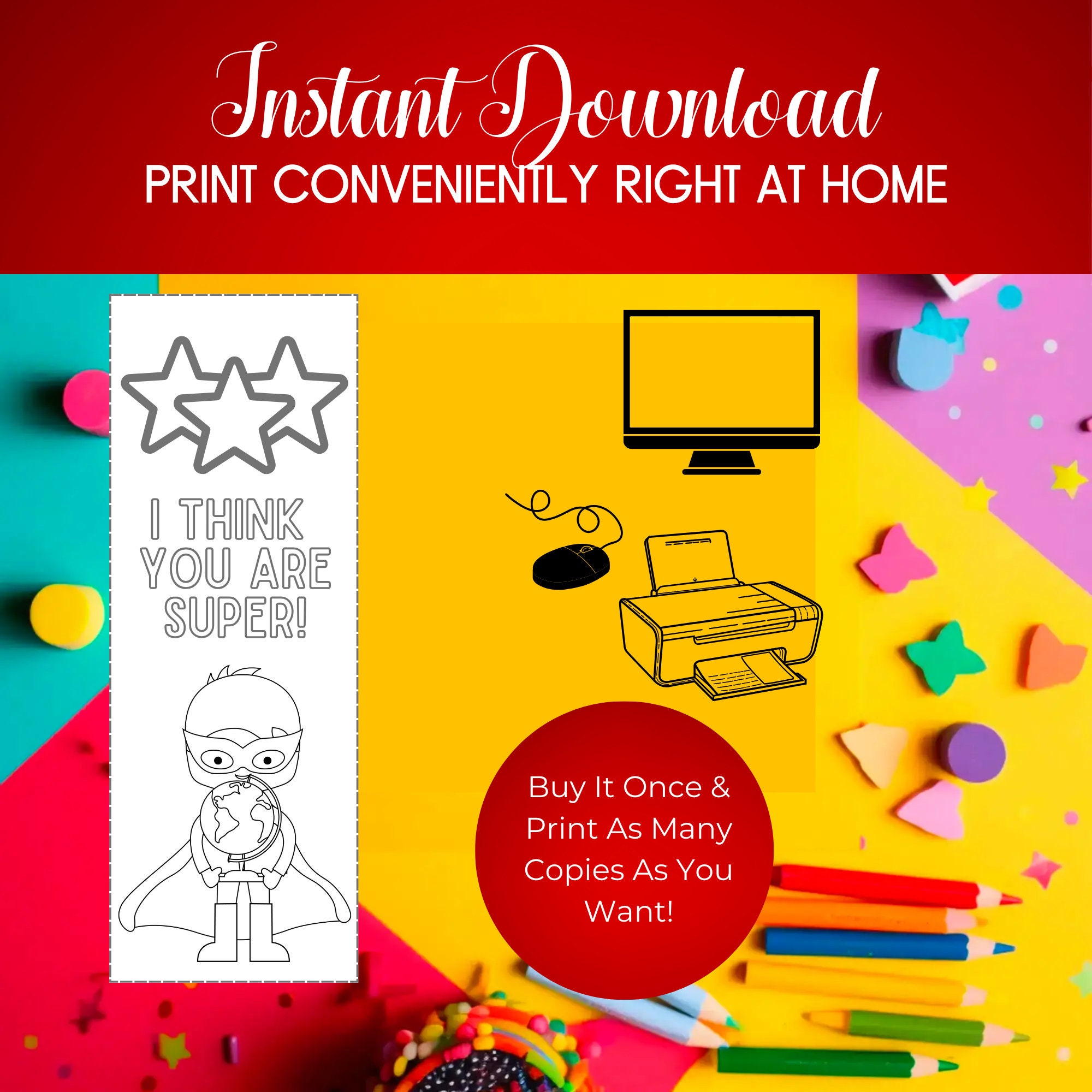 Superhero Party Favors Favor Tags Superhero Coloring Bookmarks for Kids ...