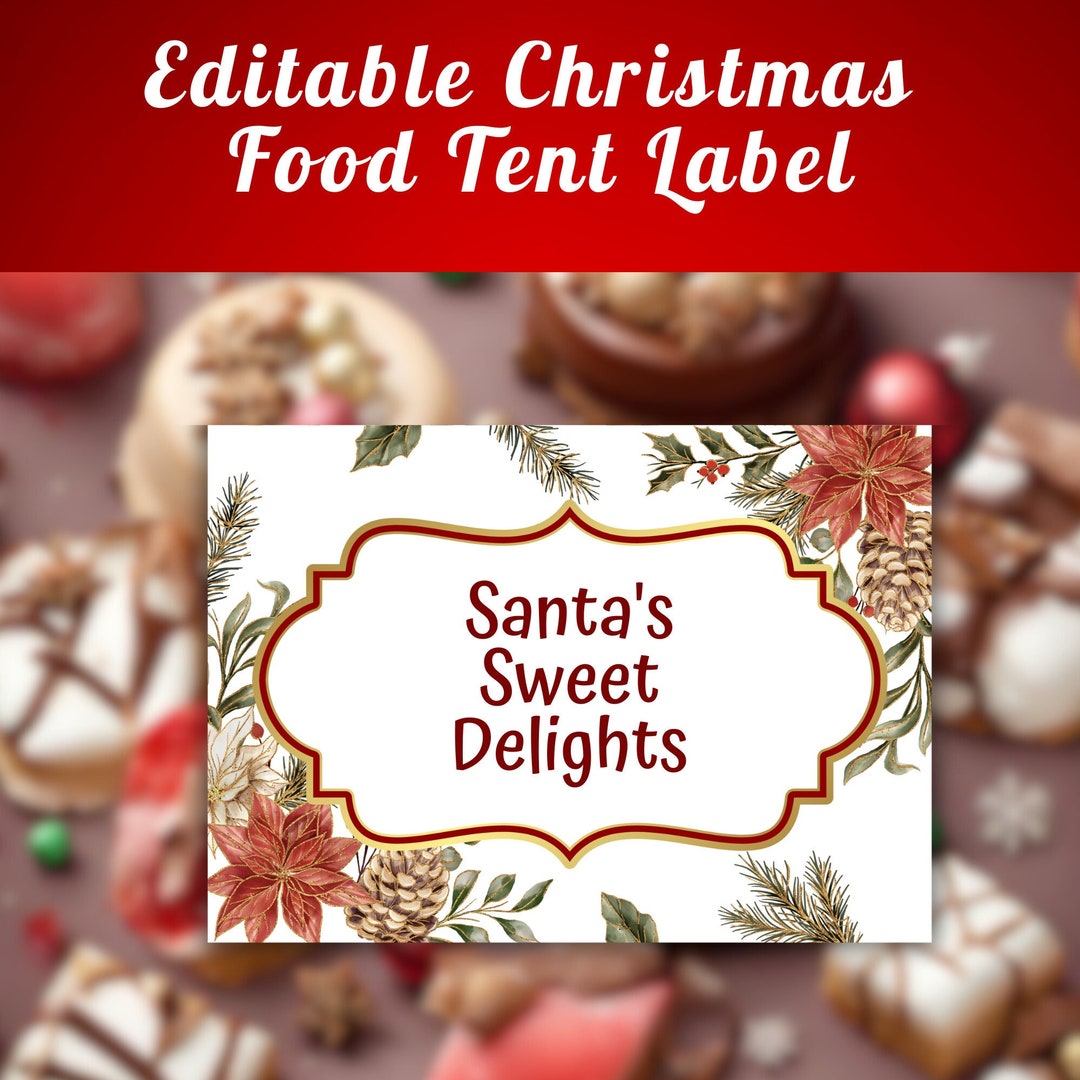 Editable Christmas Food Labels Christmas Food Tent Christmas Party ...