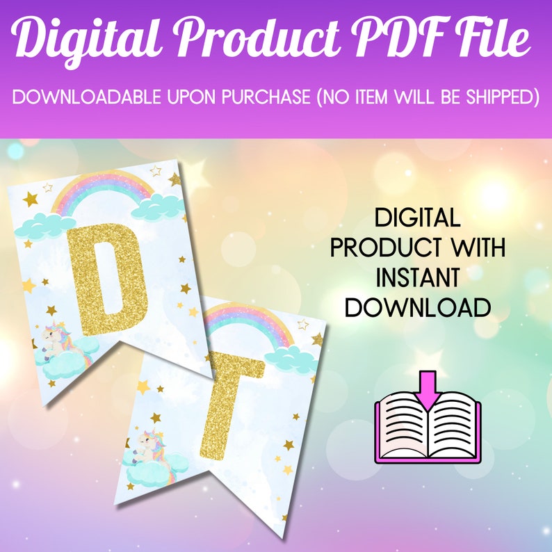 Unicorn Happy Birthday Banner Printable Unicorn Party - Etsy