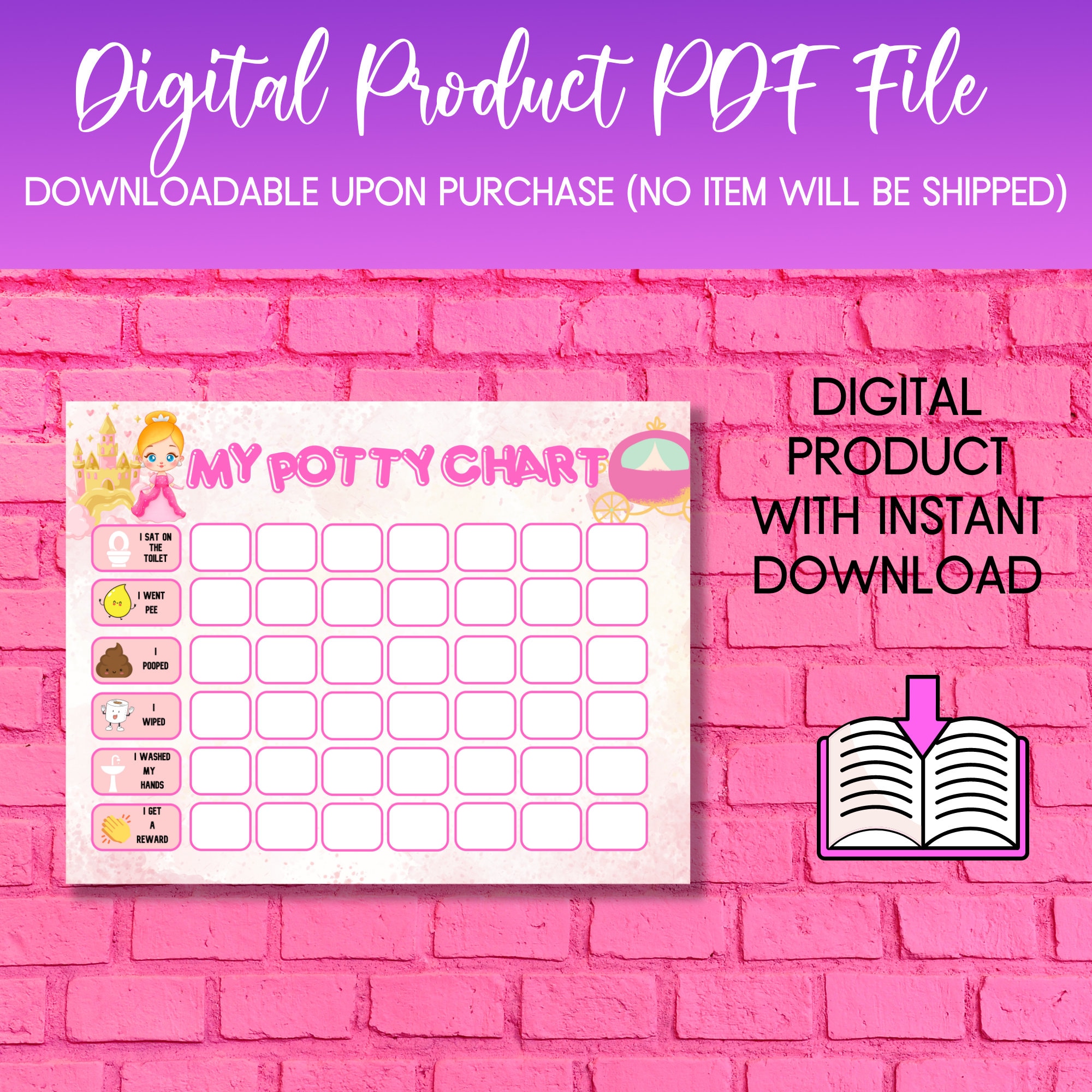 Printable Kids Potty Chart for Girls Potty Chart Princess Toddler Potty ...