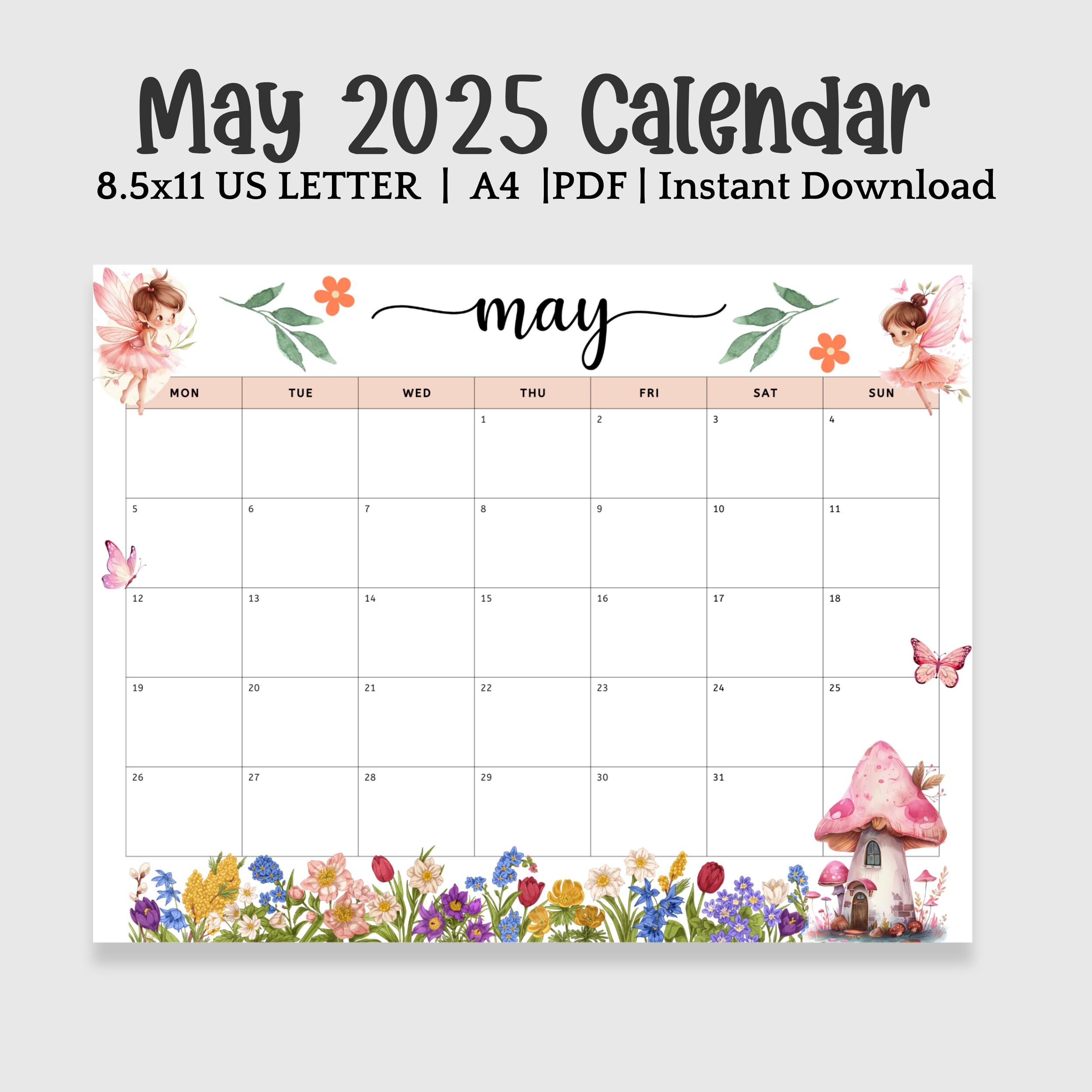 May 2025 Calendar Printable Kids Calendar 2025 Calendar Classroom ...