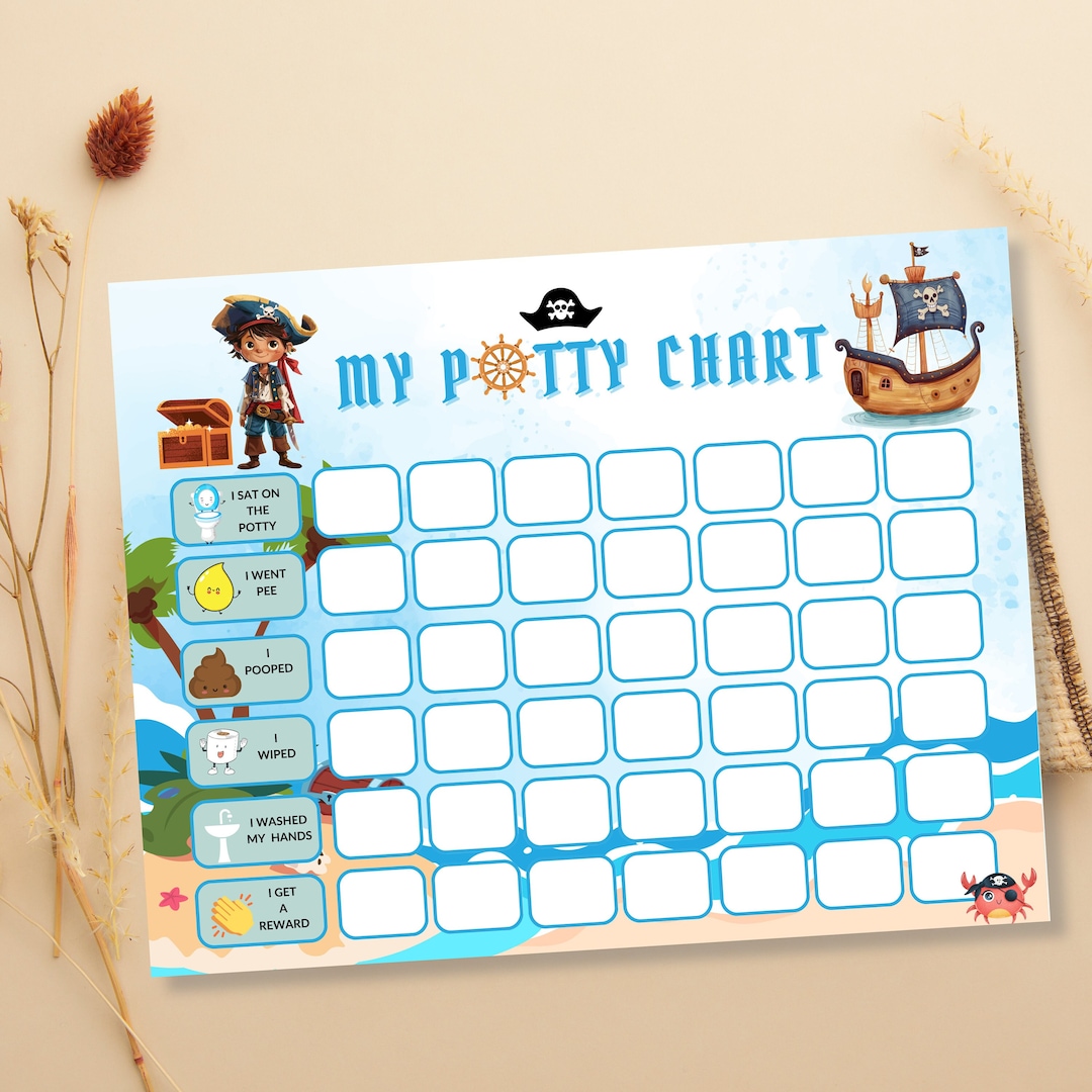 Pirate Potty Chart for Boy Toilet Training Chart Kids Potty Chart ...
