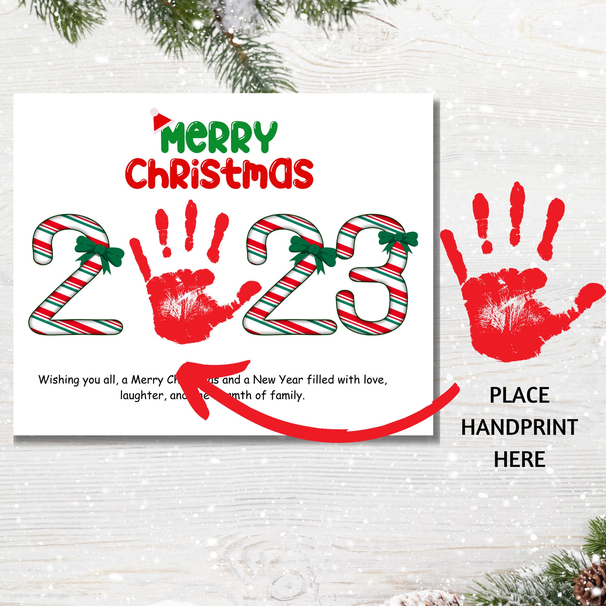 2023 Christmas Handprint Craft Printable Toddler Handprint Art ...