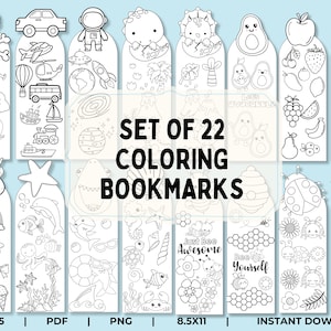 Coloring Bookmarks for Kids 22 Bookmarks Bundle Printable Classroom ...