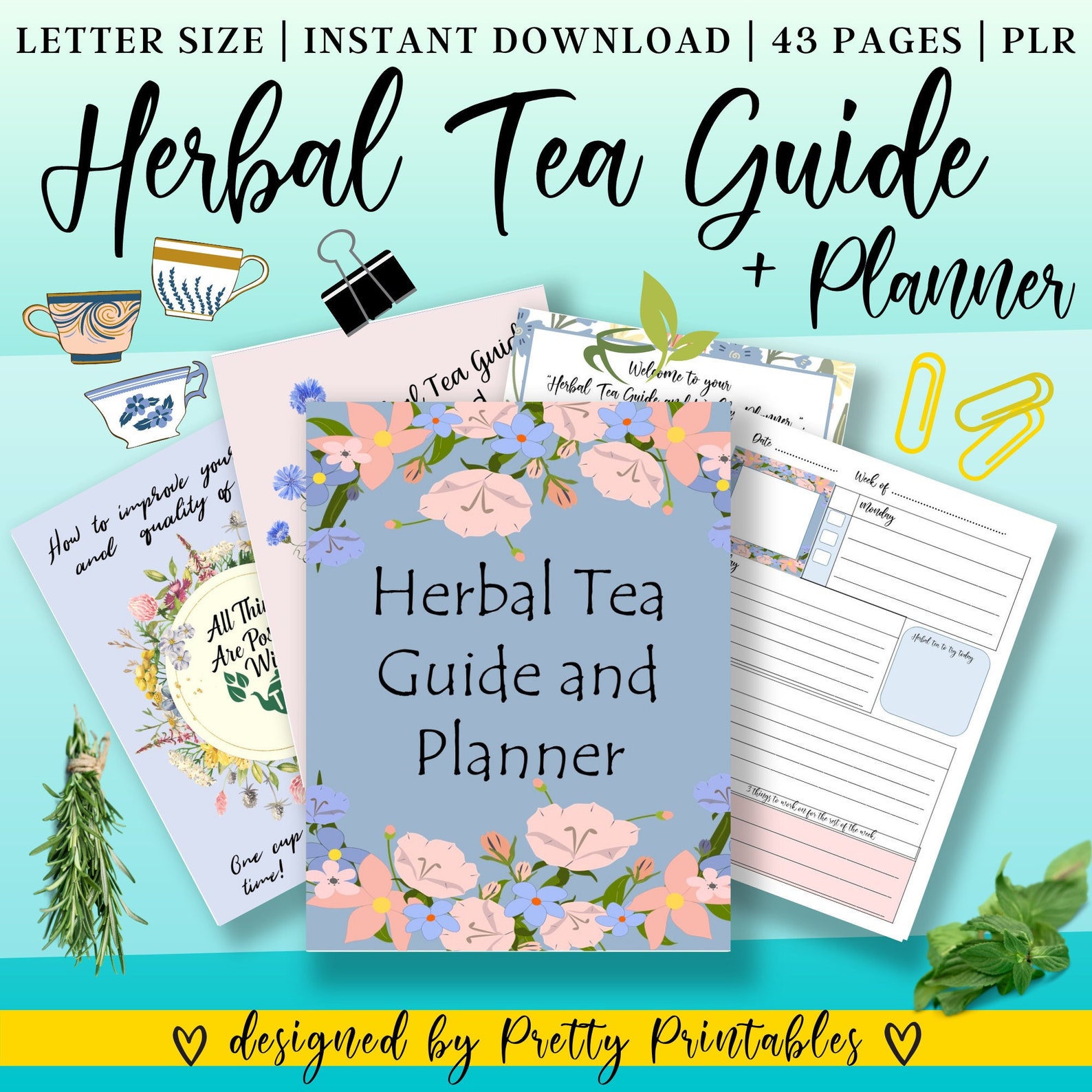 Herbal Tea, Herbal Remedies, Printable Planner, Tea Journal, Recipe ...
