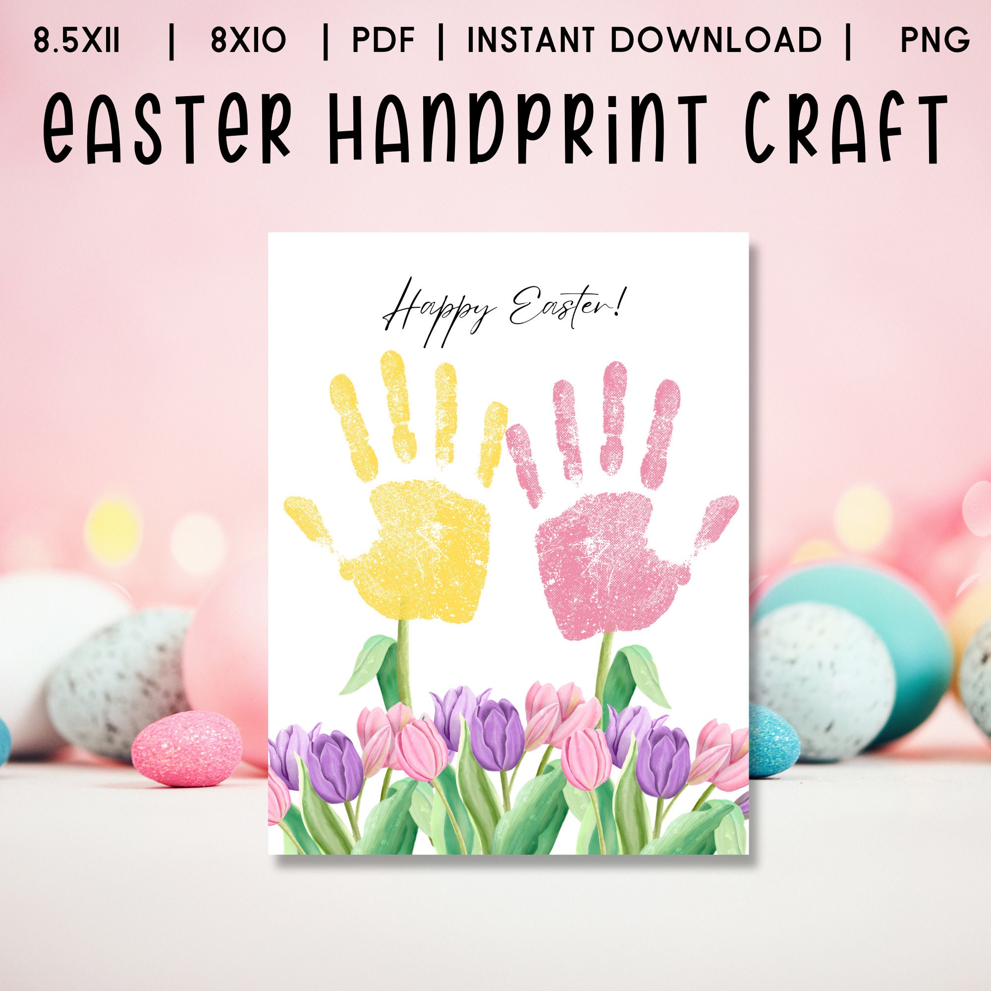 Easter Handprint Craft Tulip Art Printable Easter DIY Craft for Kids ...