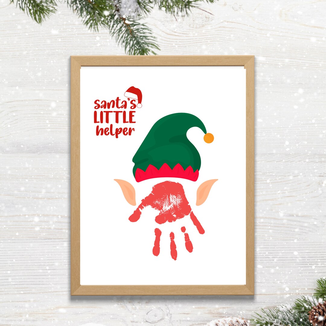 Christmas Handprint Craft Printable Christmas Elf Handprint Art DIY for ...