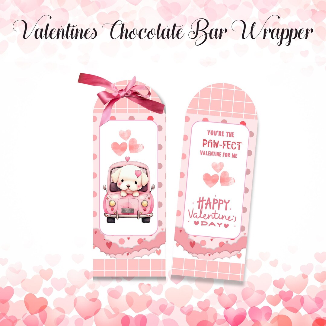 Valentines Day Candy Bar Label Chocolate Wrapper Heart Puppy Pun Party ...