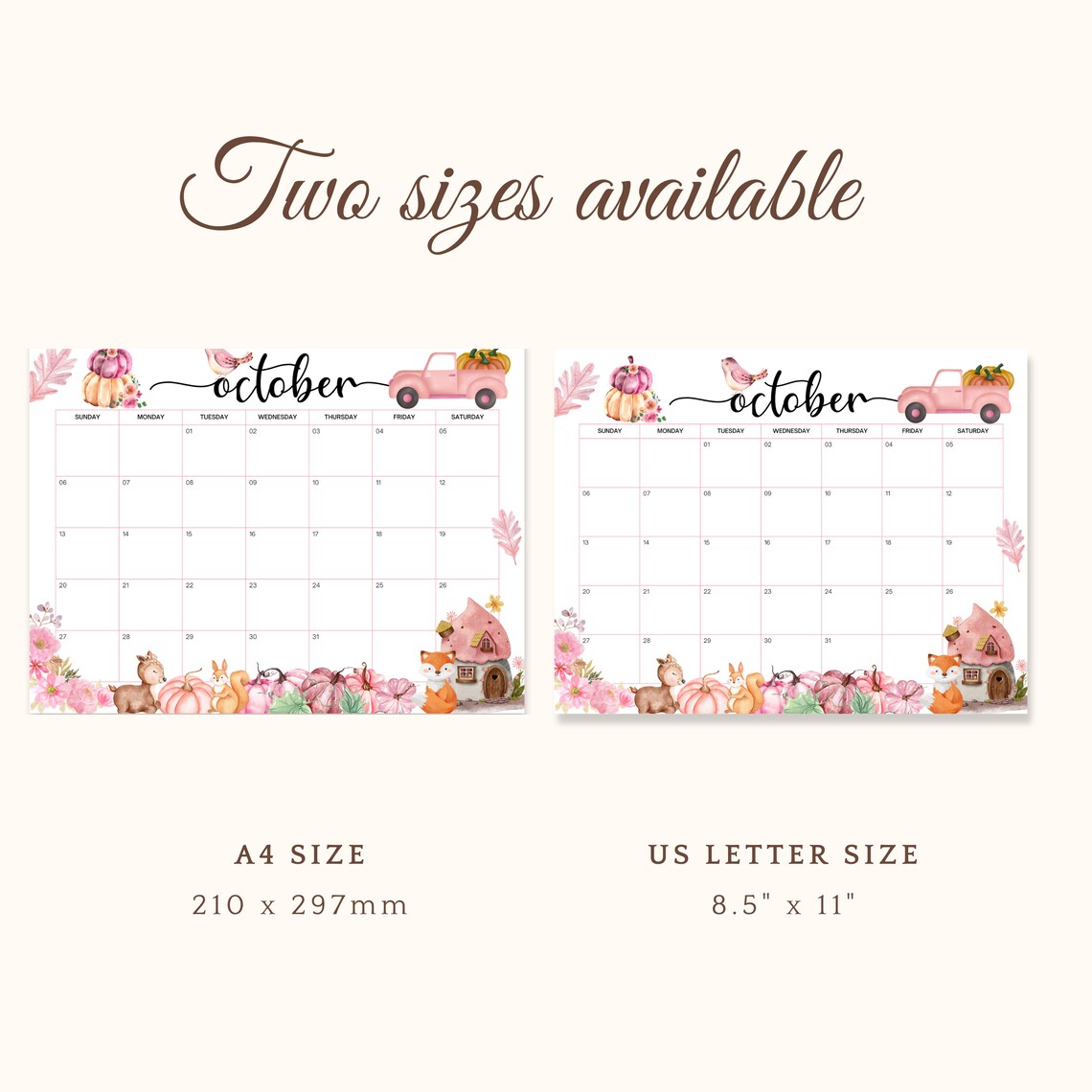 October 2024 Calendar Printable Kids Calendar Fall Wall Calendar ...