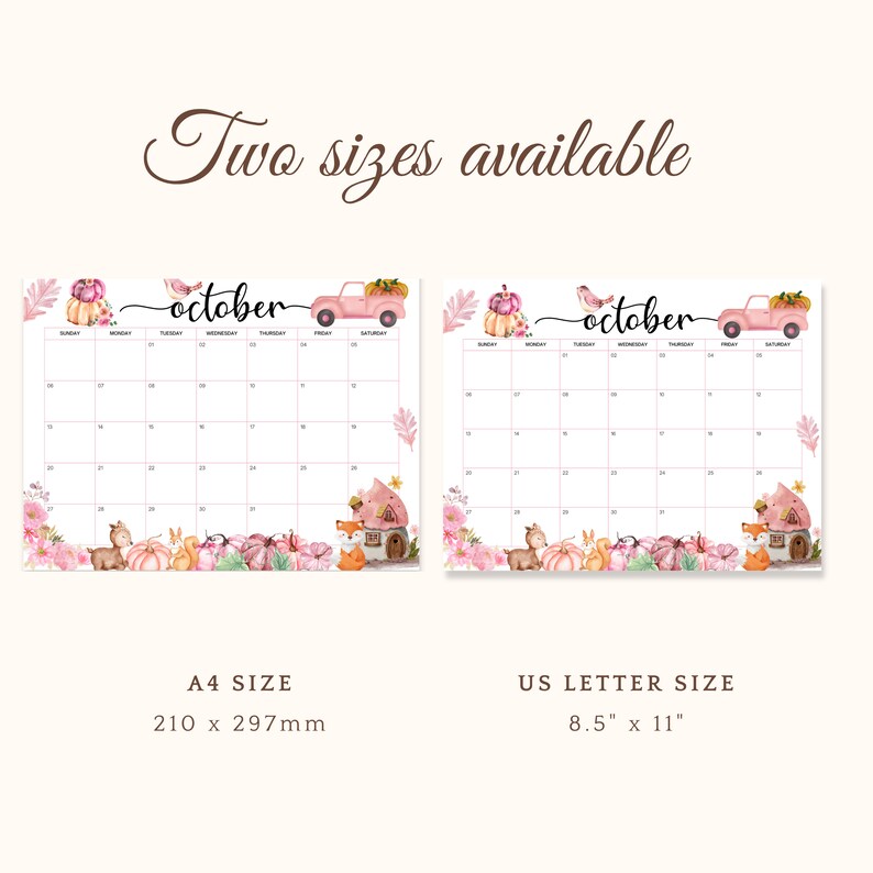 October 2024 Calendar Printable Kids Calendar Fall Wall Calendar ...