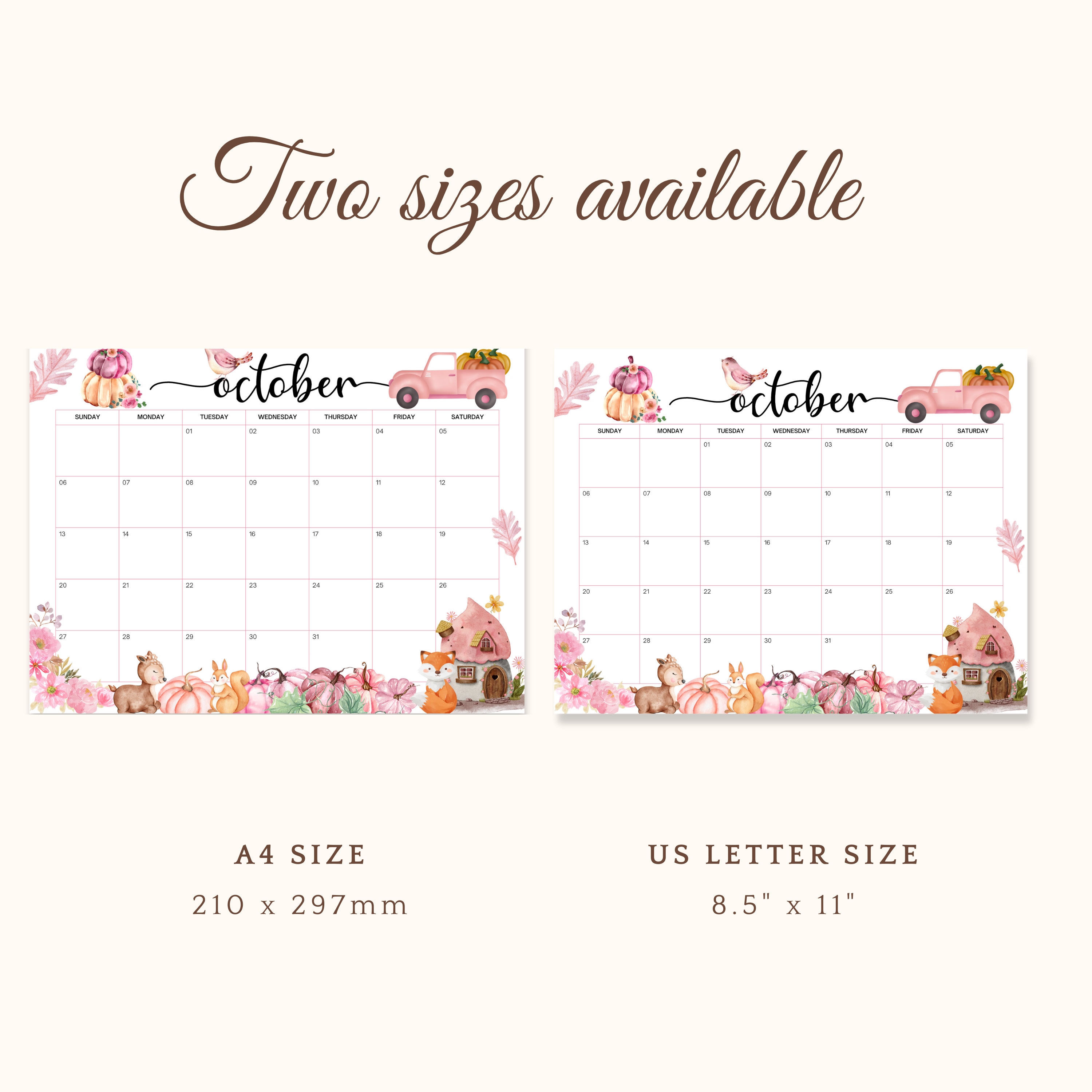 October 2024 Calendar Printable Kids Calendar Fall Wall Calendar ...