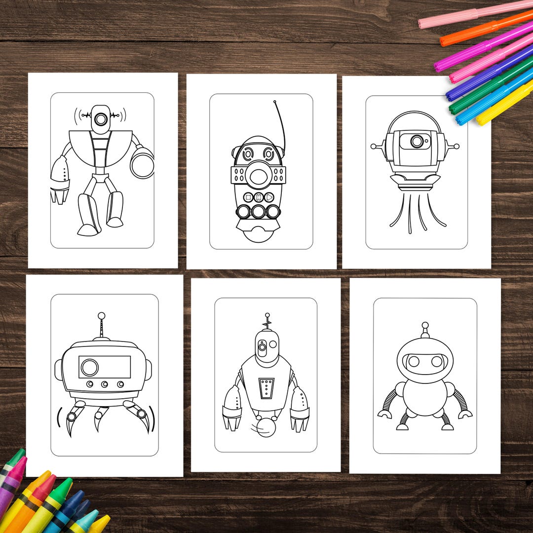 Robot Coloring Pages Robot Activity Book Kids Worksheets Printable ...