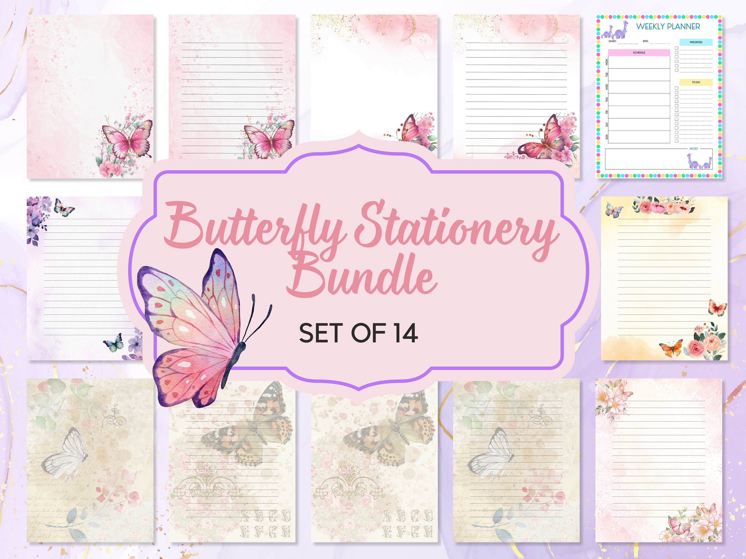 Butterfly Stationary Printable Butterflies Stationery Set Insect ...