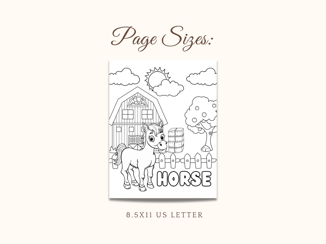 Farm Animals Farm Scene Coloring Set Educational Learning Printable ...