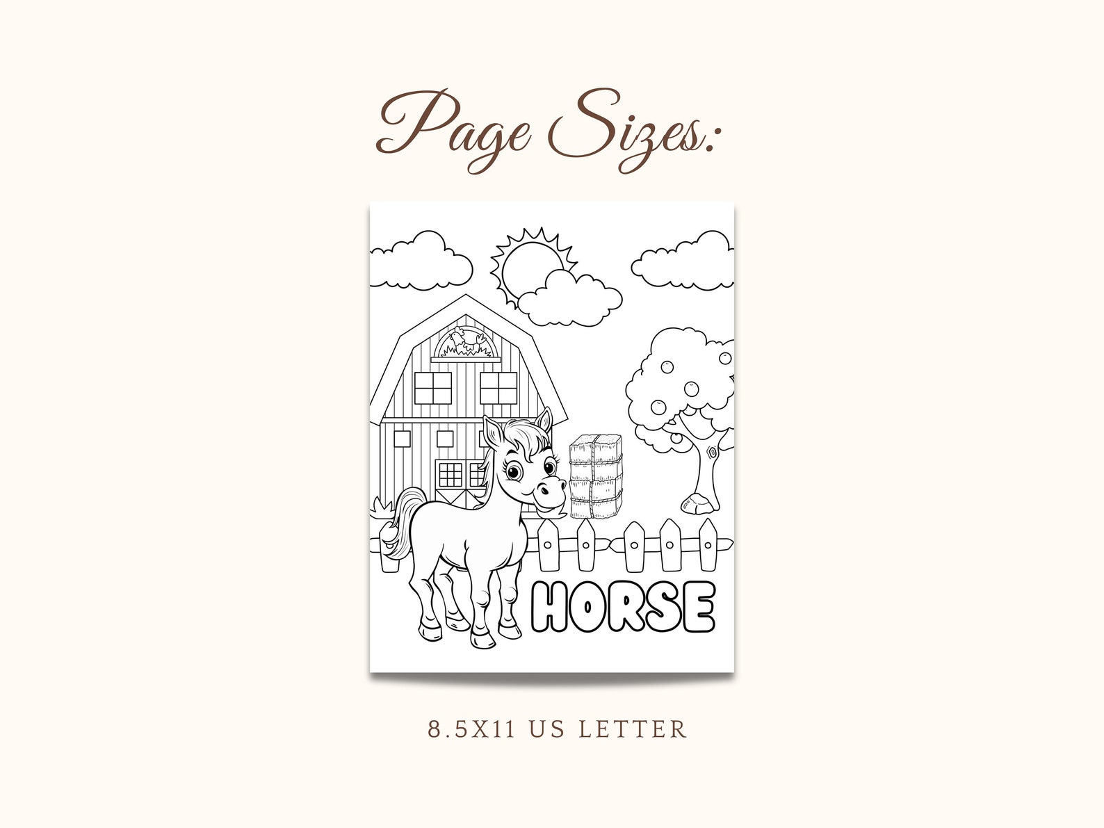 Farm Animals Farm Scene Coloring Set Educational Learning Printable ...