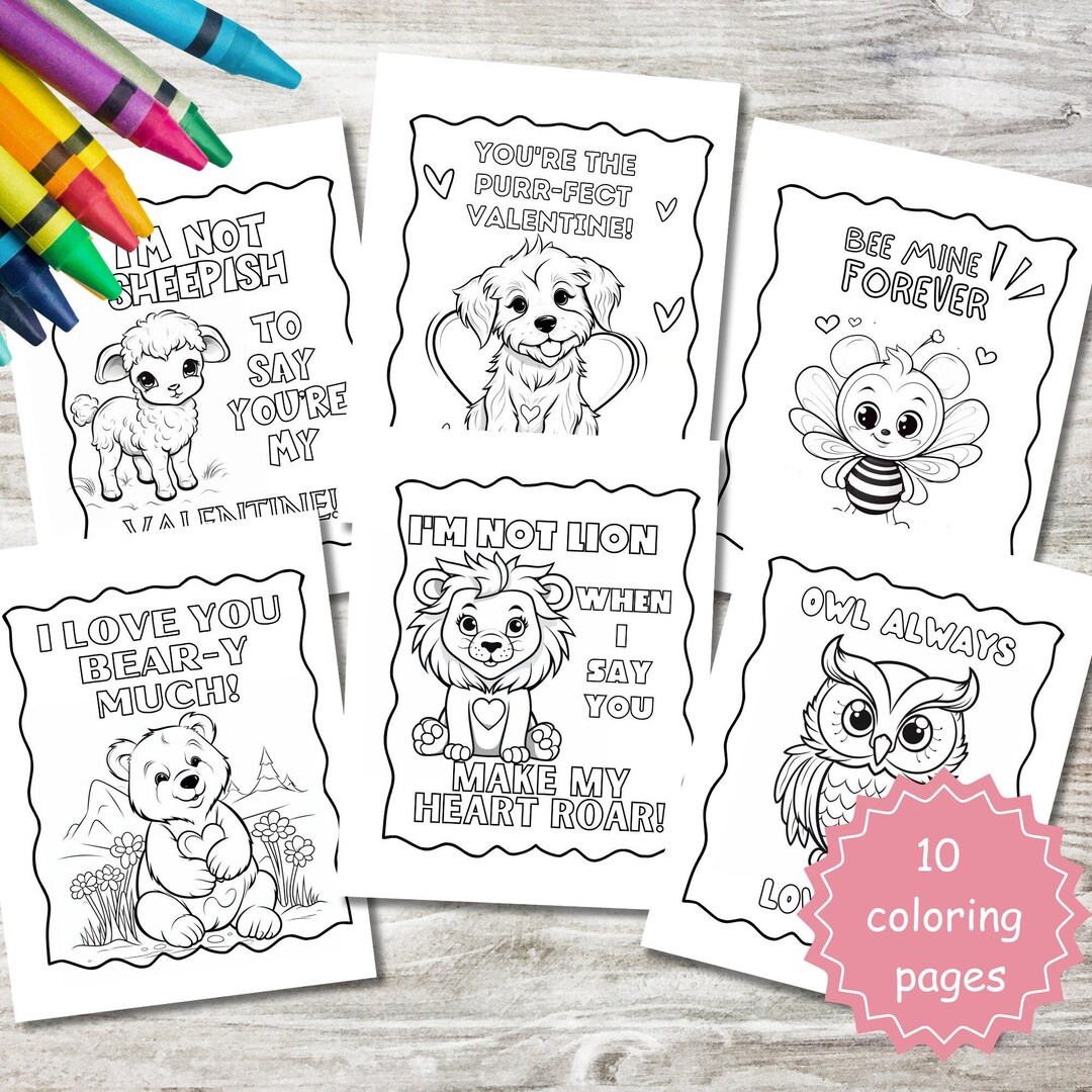 Printable Valentines Day Coloring Pages for Kids Bundle Coloring ...