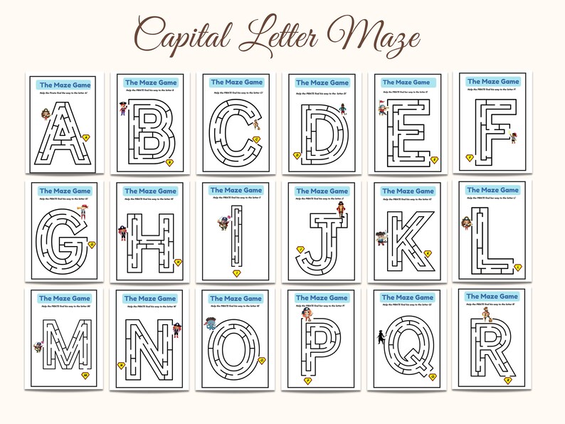 ABC Letter Learning Pirate Maze Game Preschool, Kindergartener ...