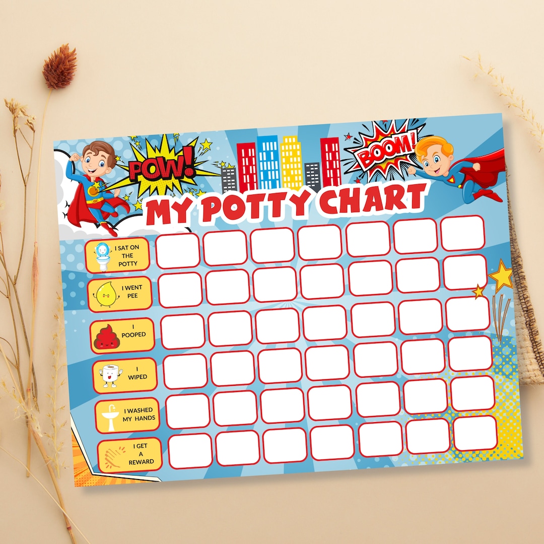 Superhero Potty Chart for Boys Toilet Training Chart Potty Chart ...