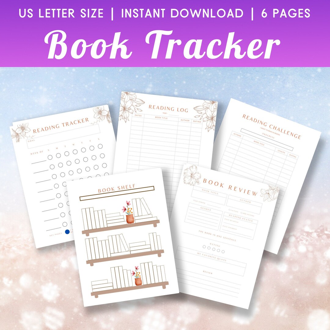 Book Tracker Reading Tracker Bookshelf Reading Log Planner Book Log ...