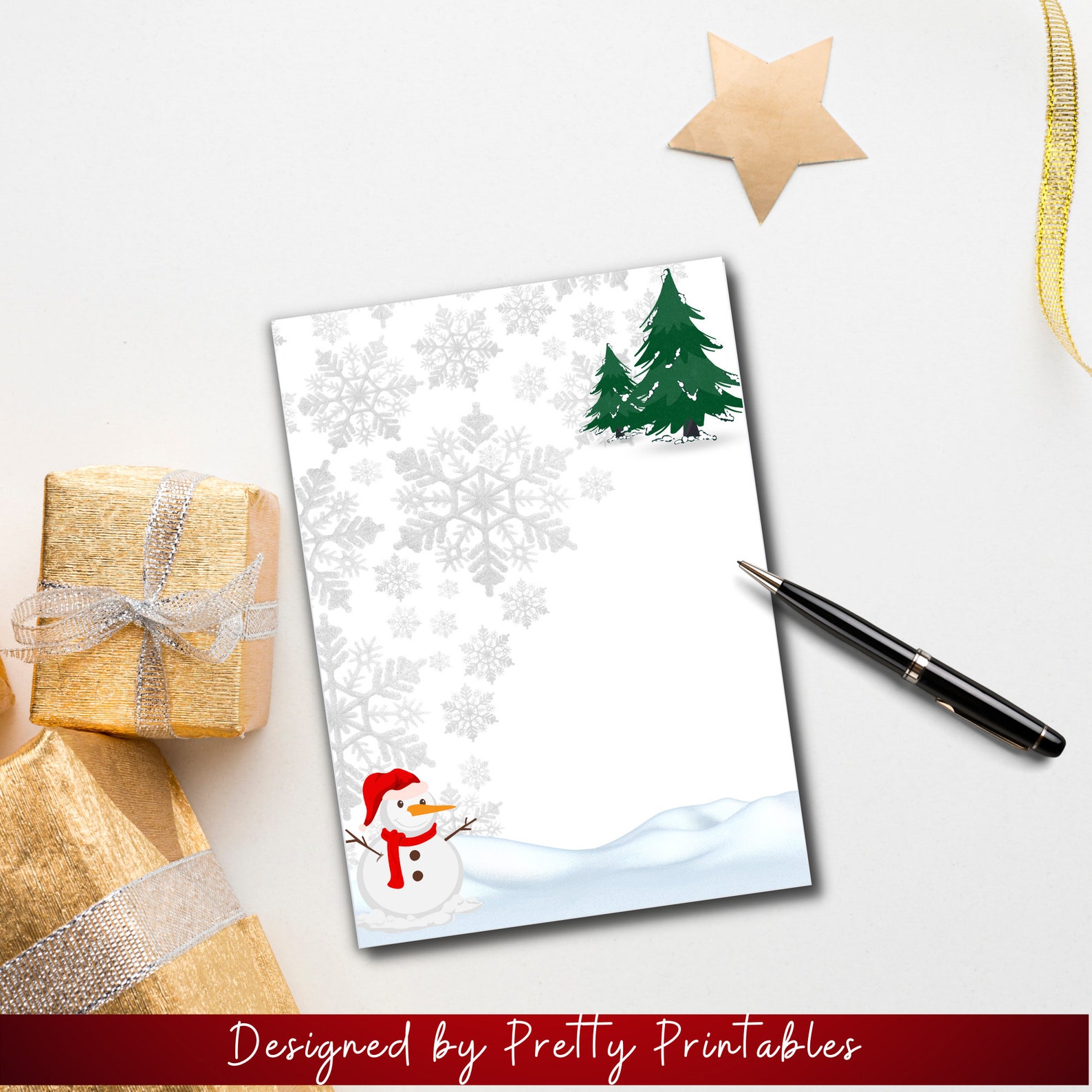 Winter Christmas Stationery Printable Holiday Stationery - Etsy