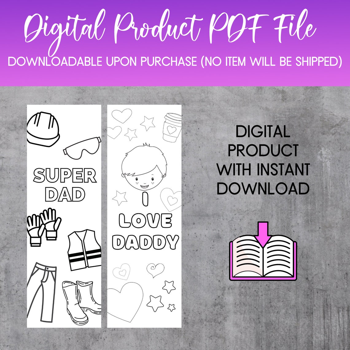 Father's Day Gift Father's Day Bookmark Printable Father's Day Coloring ...
