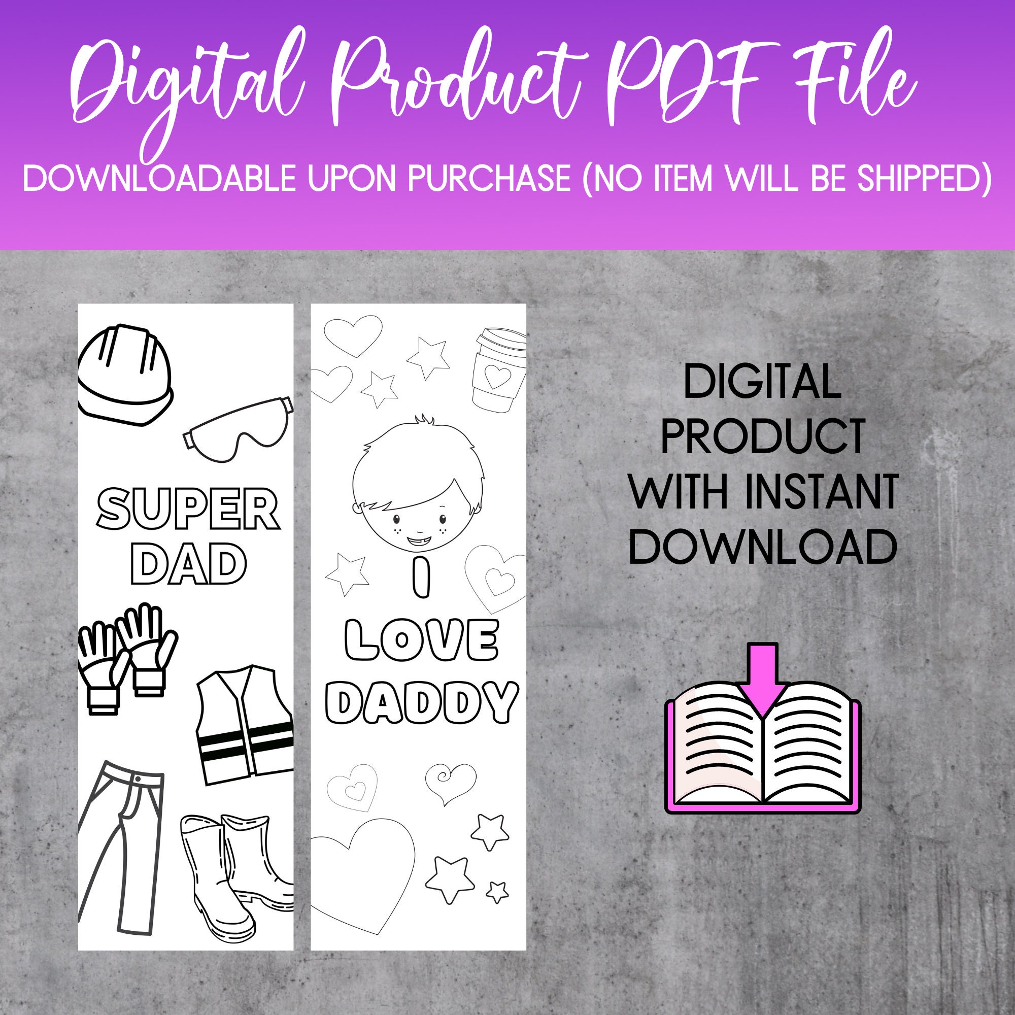 Father's Day Gift Father's Day Bookmark Printable Father's Day Coloring ...