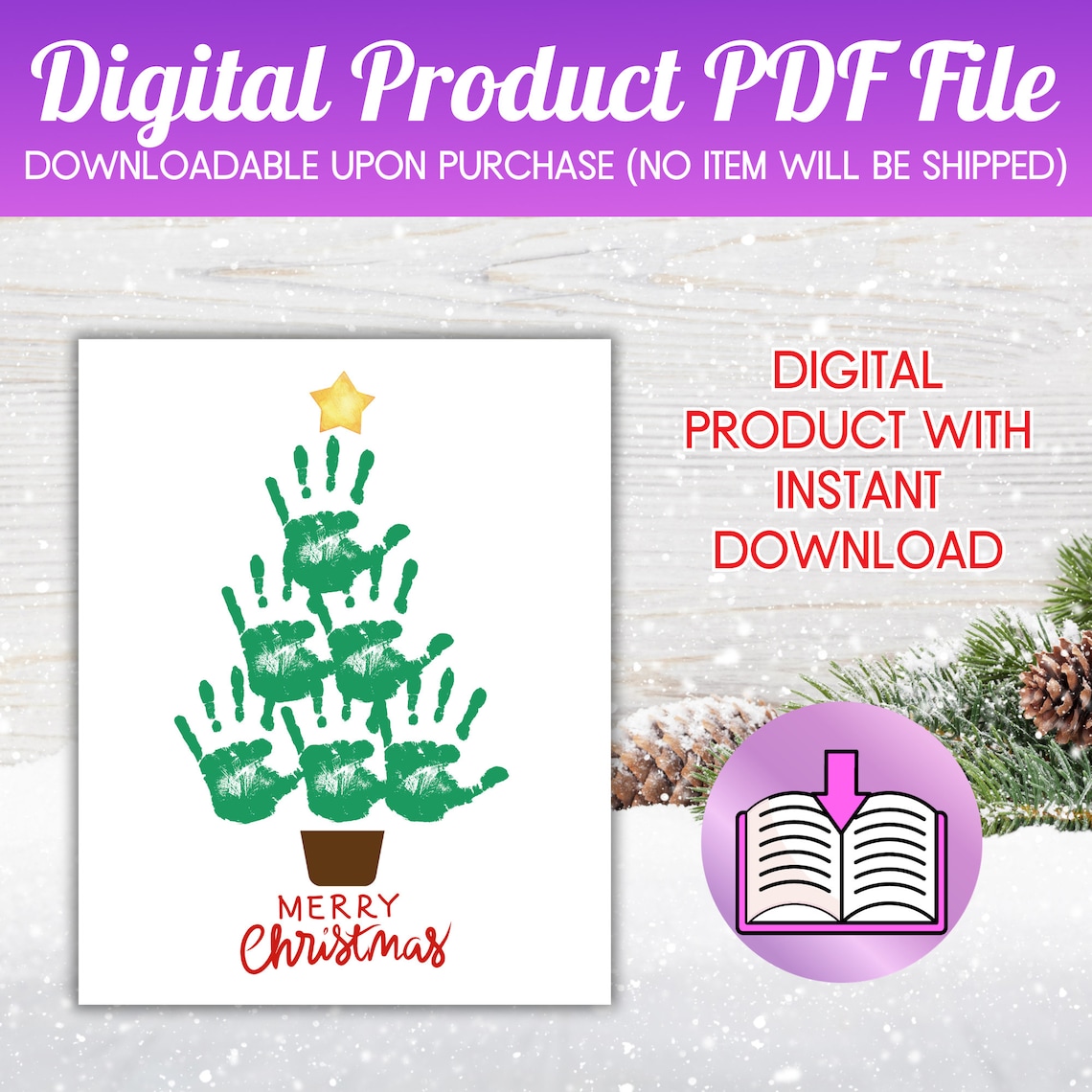 Christmas Tree Handprint Craft Printable Christmas Handprint Art DIY ...
