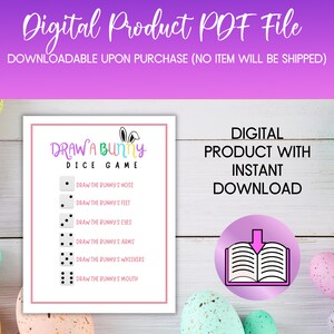 Easter Game Printable Roll a Bunny Draw A Bunny Face Easter Dice Game ...