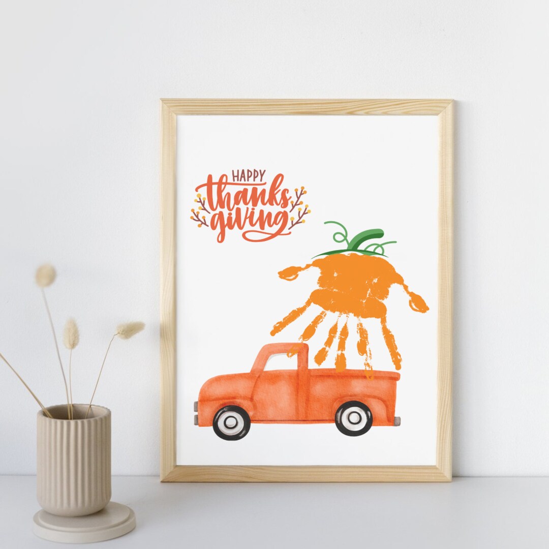 Thanksgiving Handprint Craft Giant Pumpkin in Truck Preschool Toddler ...