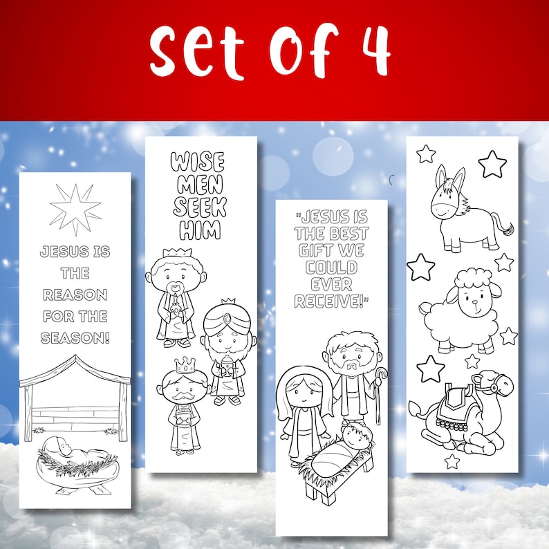 Christmas Nativity Coloring Bookmarks for Kids Coloring Pages Classroom ...