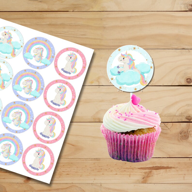 Unicorn Cupcake Toppers Printable Unicorn Cupcake Decoration Unicorn ...