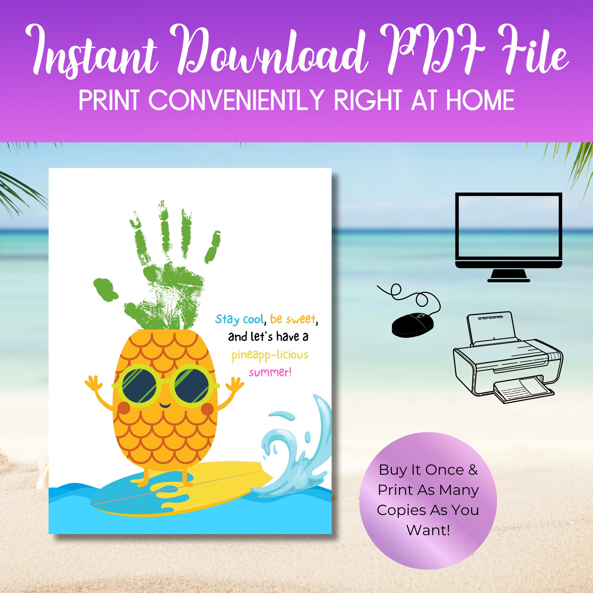 Summer Handprint Craft Art Summer Handprint for Toddler Summer Craft ...