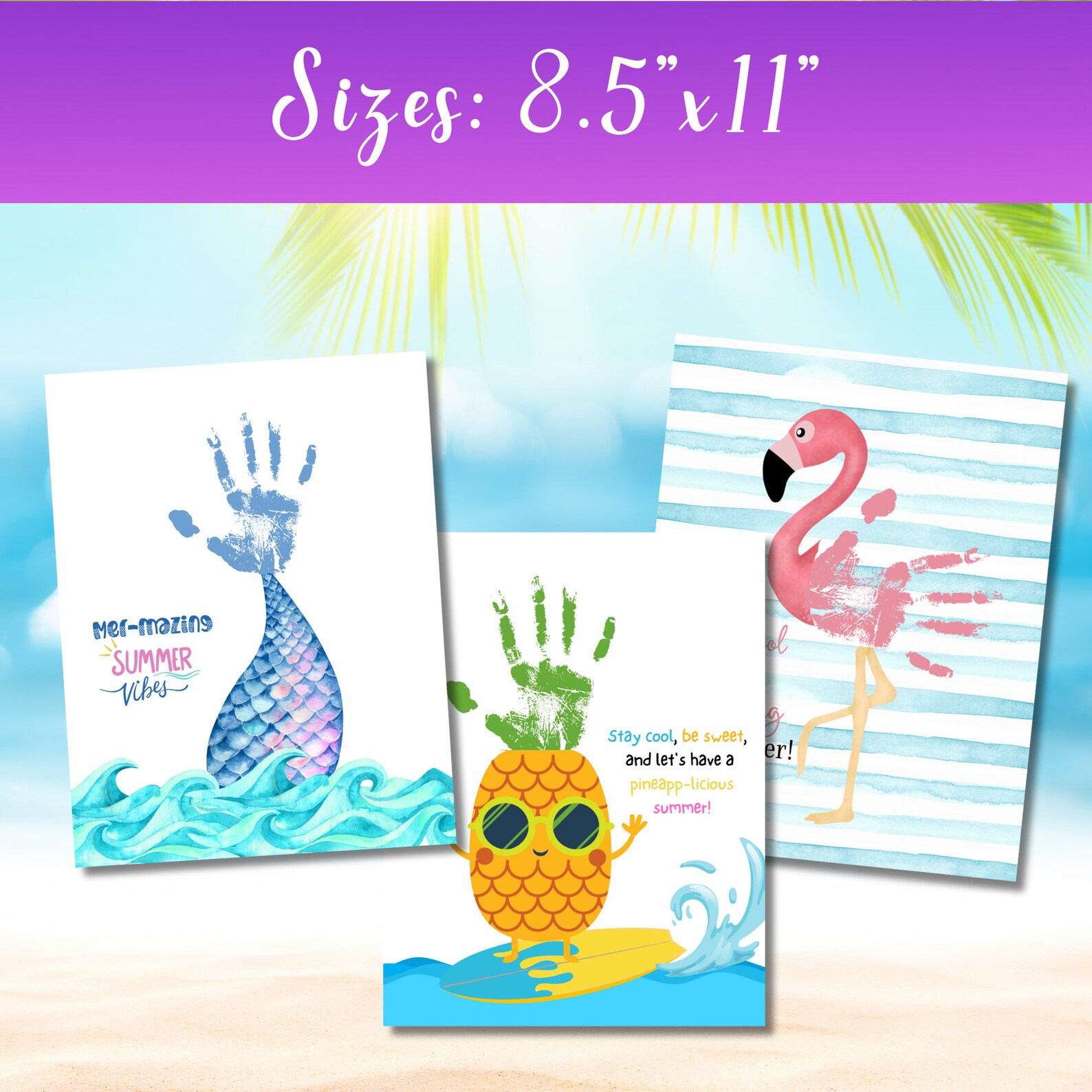Summer Handprint Craft Bundle Summer Handprint Art for Toddler Summer ...