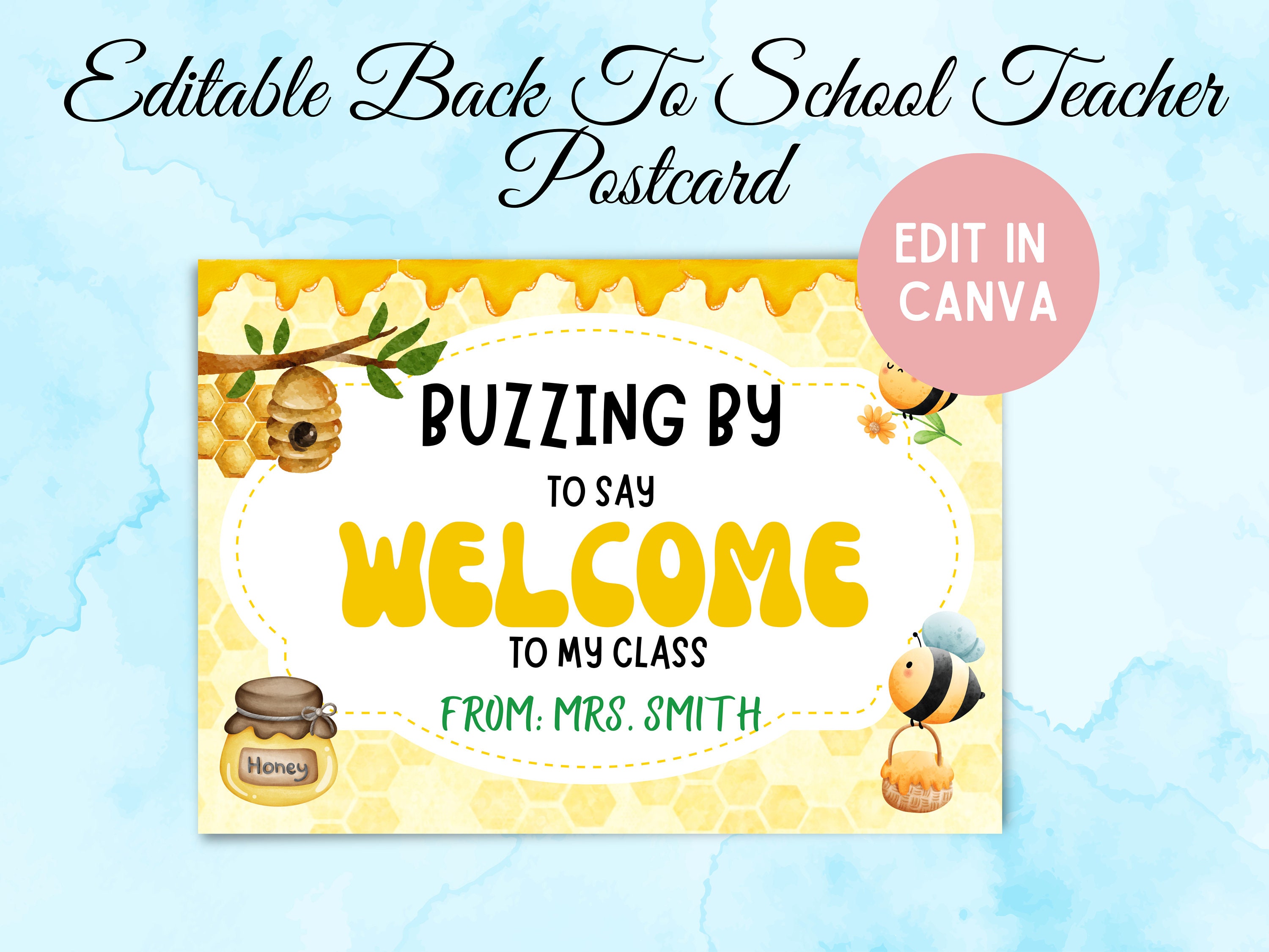 Editable Teacher Welcome Back to School for Students Postcard for Any ...