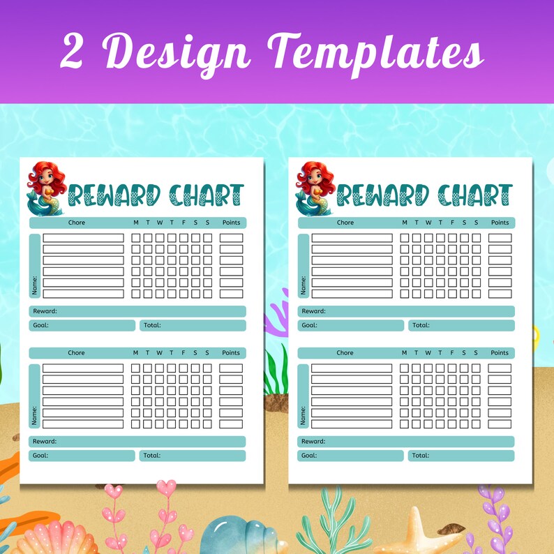 Printable Chore Reward Chart Mermaid Toddler Reward Chart Kids Routine ...
