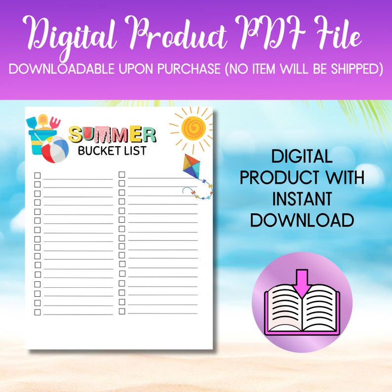 Summer Bucket List Printable for Kids, Teens Bucket List Activity, Fun ...