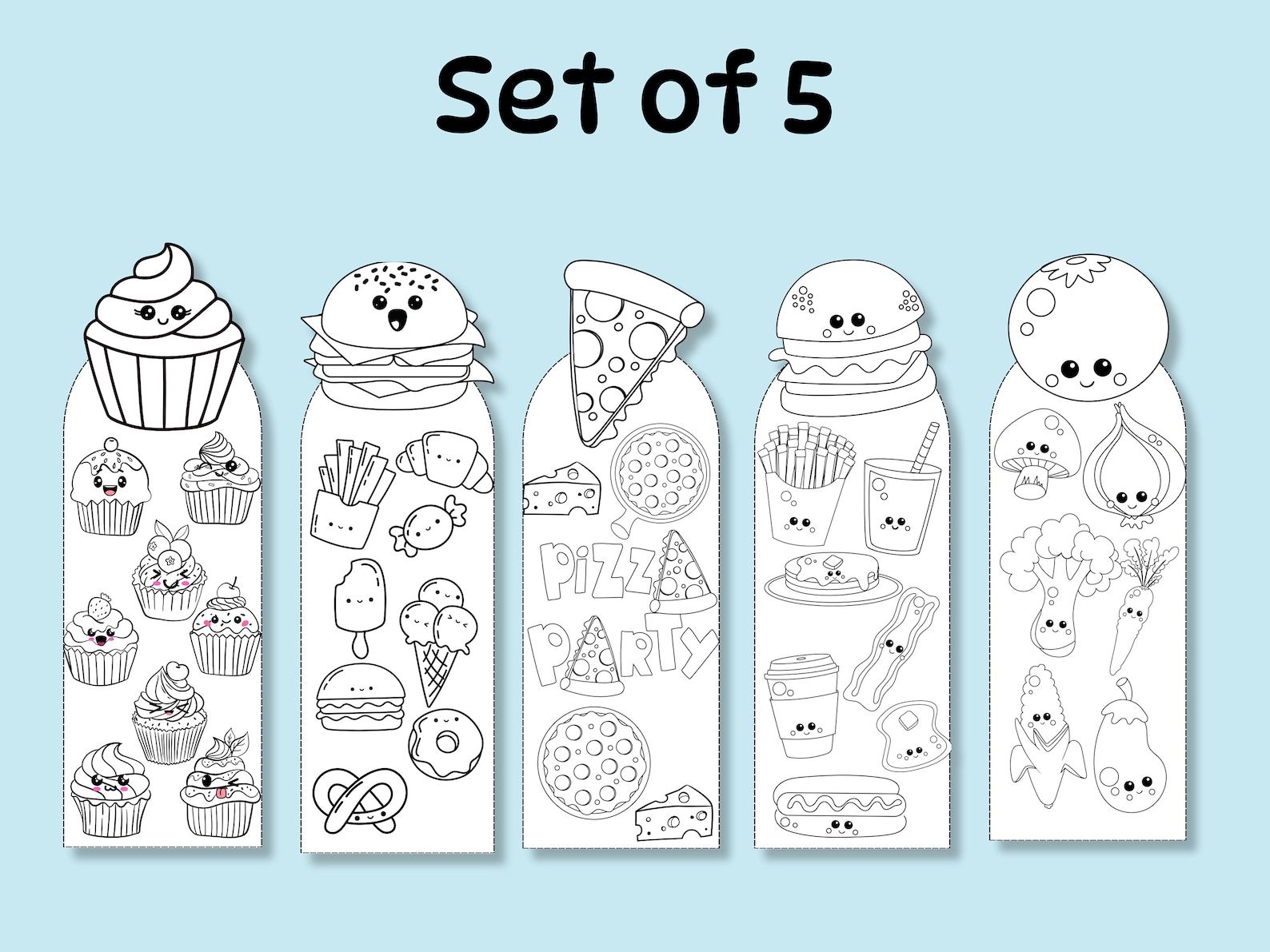 Coloring Bookmarks for Kids Food Coloring Theme Printable Classroom ...