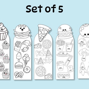Coloring Bookmarks for Kids Food Coloring Theme Printable Classroom ...
