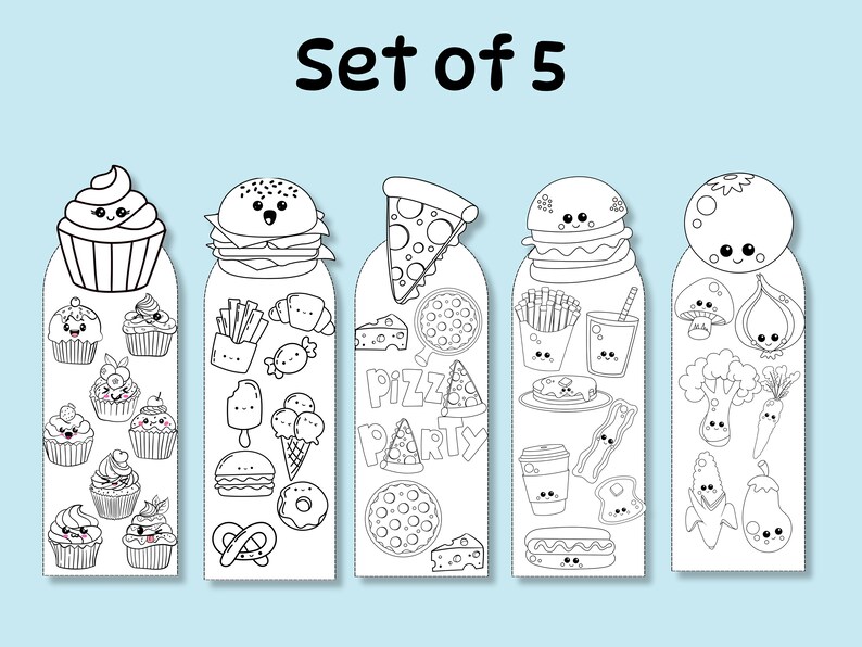 Coloring Bookmarks for Kids Food Coloring Theme Printable Classroom ...