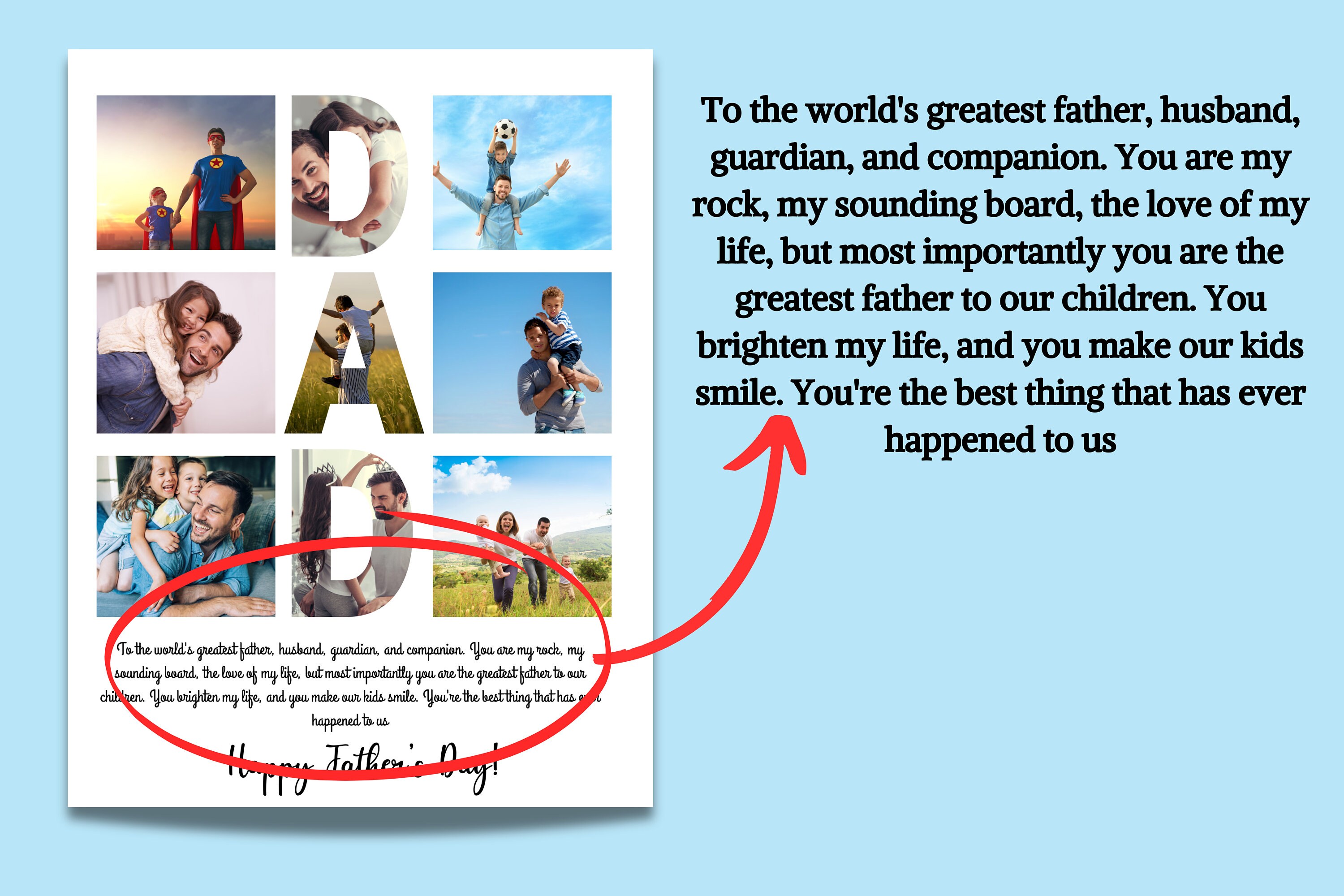 Fathers Day Photo Collage Personalized Daddy Photo Collage Gift for ...