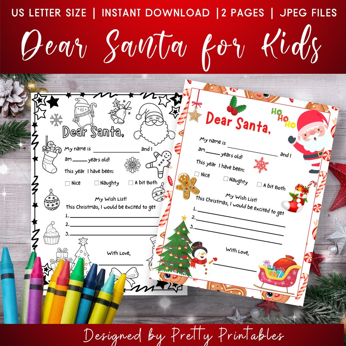 Letter to Santa Coloring Page Christmas Wish List Printable - Etsy