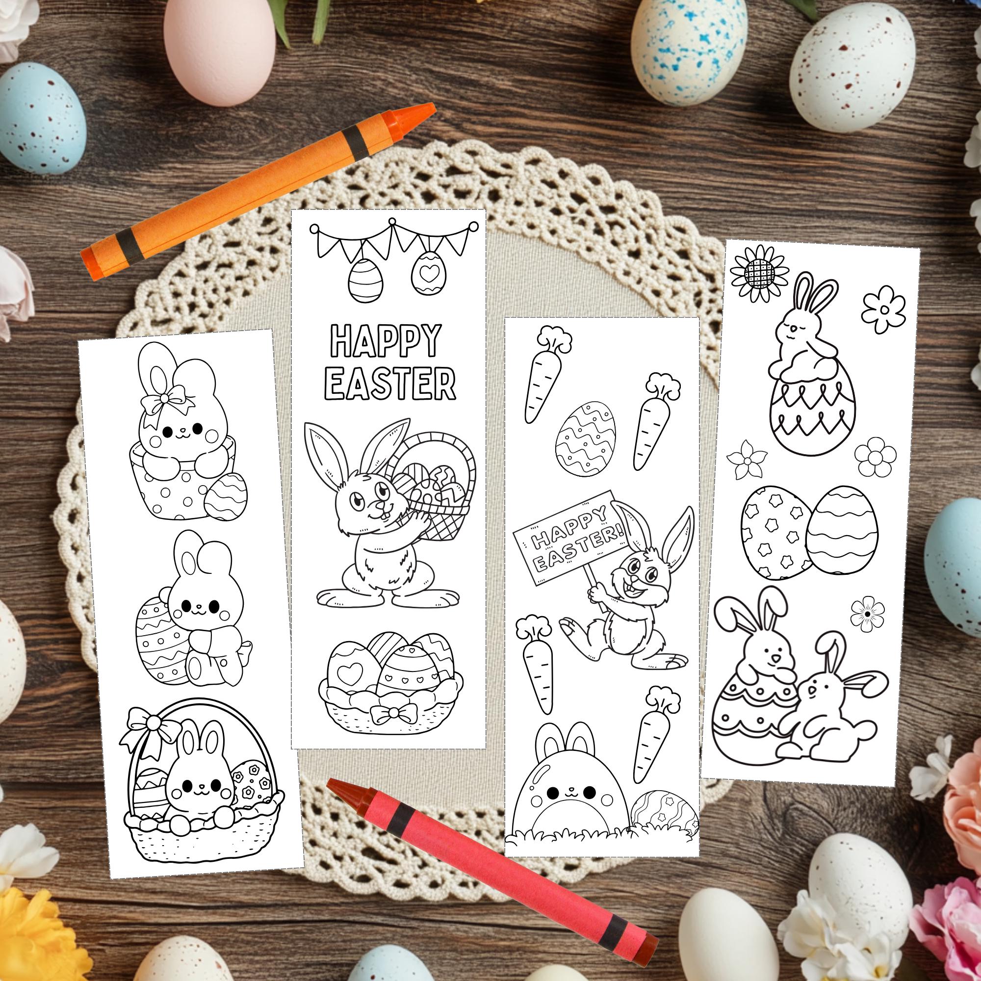 Easter Coloring Bookmark Easter Bunny Egg Coloring Favors Teacher Gift ...