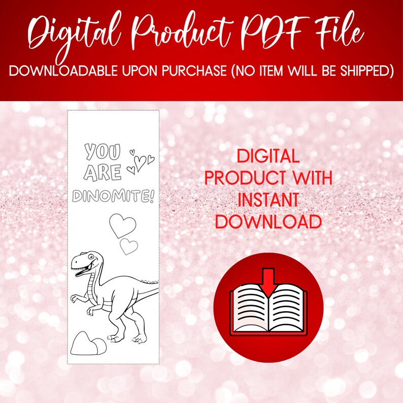 Dino Valentines Coloring Bookmarks Dinosaur Puns Coloring Bookmarks ...