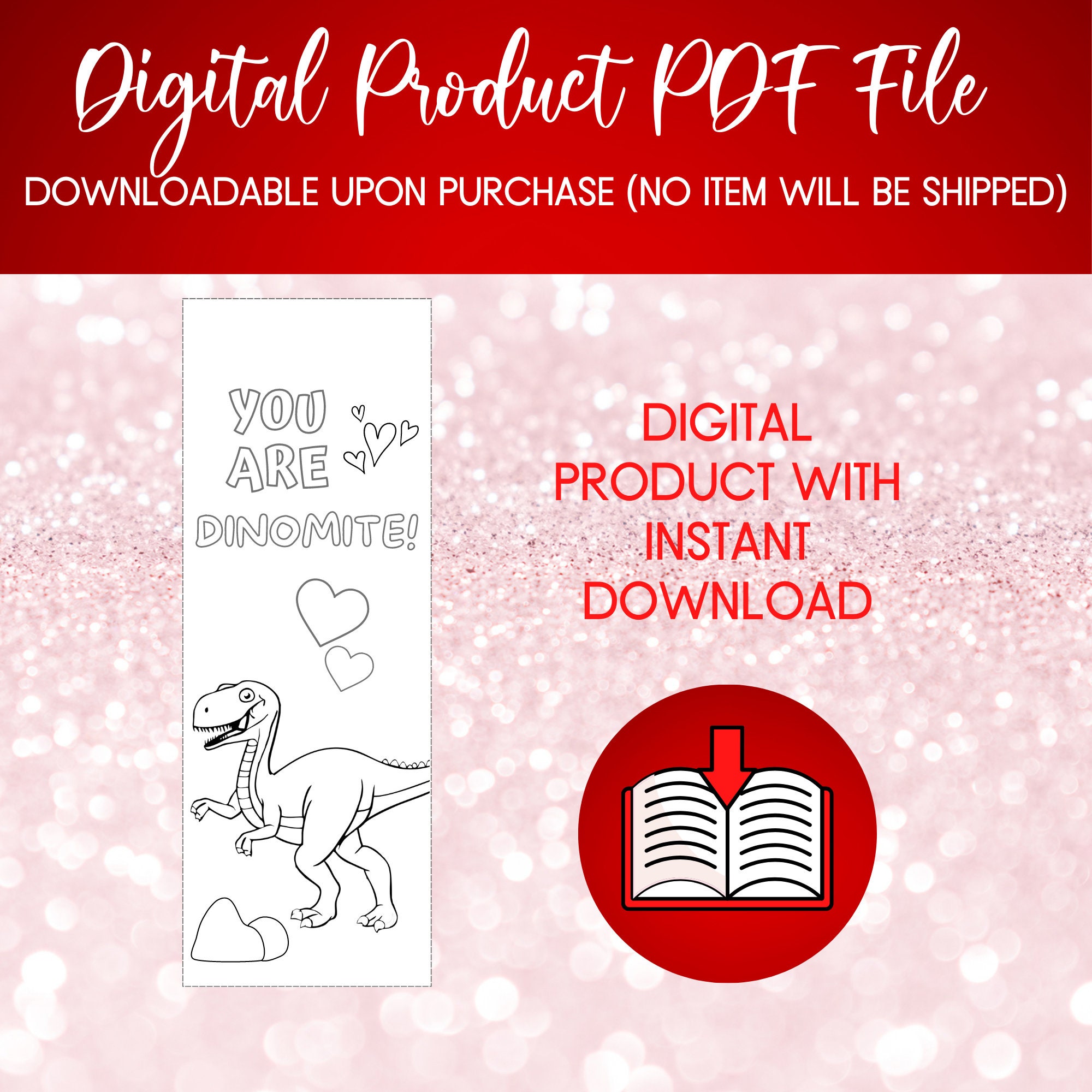 Dino Valentines Coloring Bookmarks Dinosaur Puns Coloring Bookmarks ...