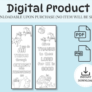 Bible Verse Coloring Bookmarks for Kids Scripture Bookmarks Sunday ...