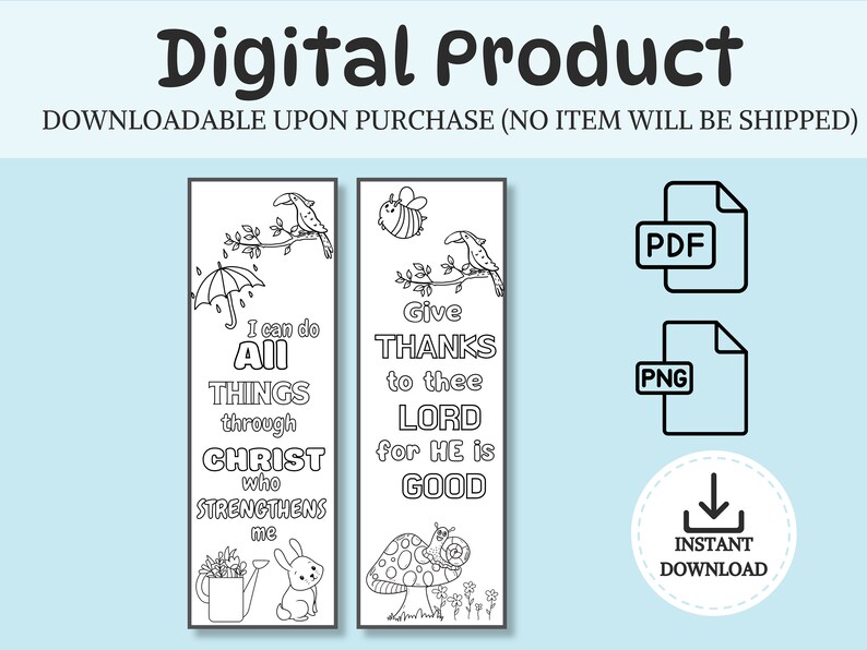 Bible Verse Coloring Bookmarks for Kids Scripture Bookmarks Sunday ...