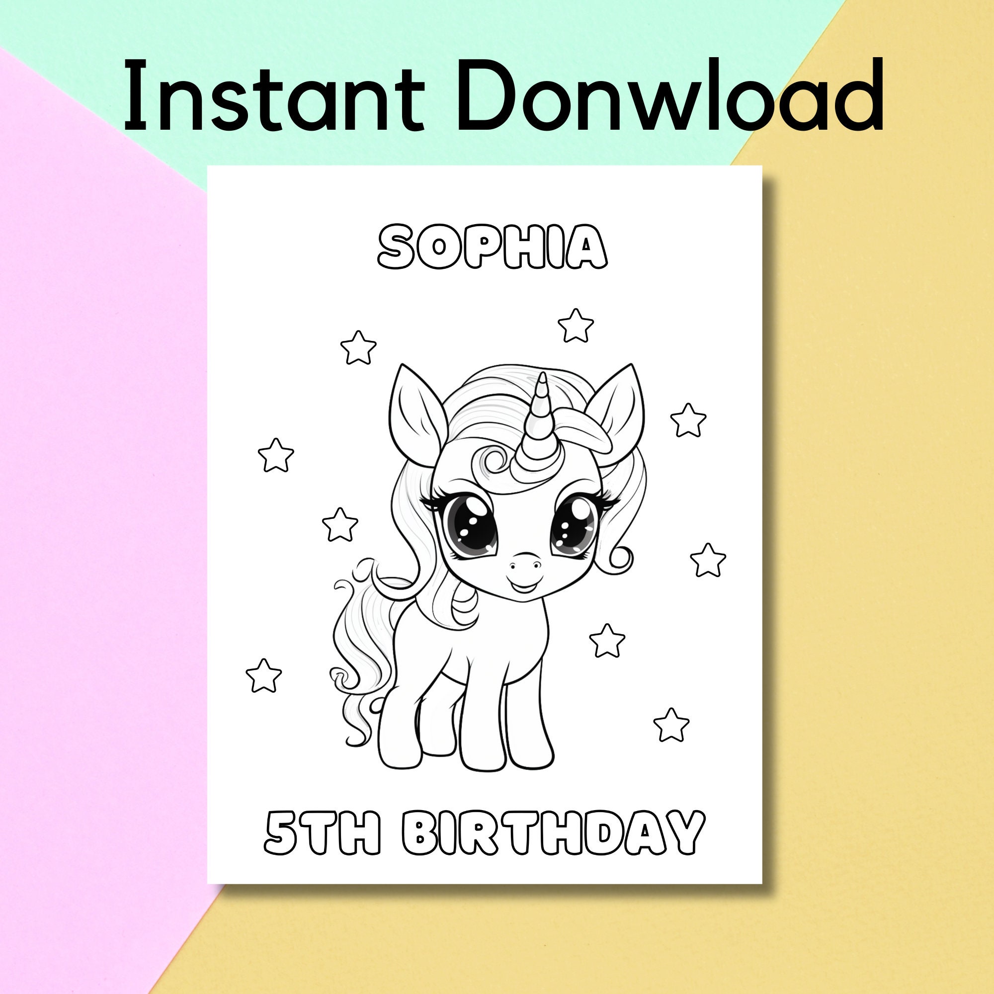 Editable Unicorn Birthday Coloring Pages Unicorn Personalized Birthday ...