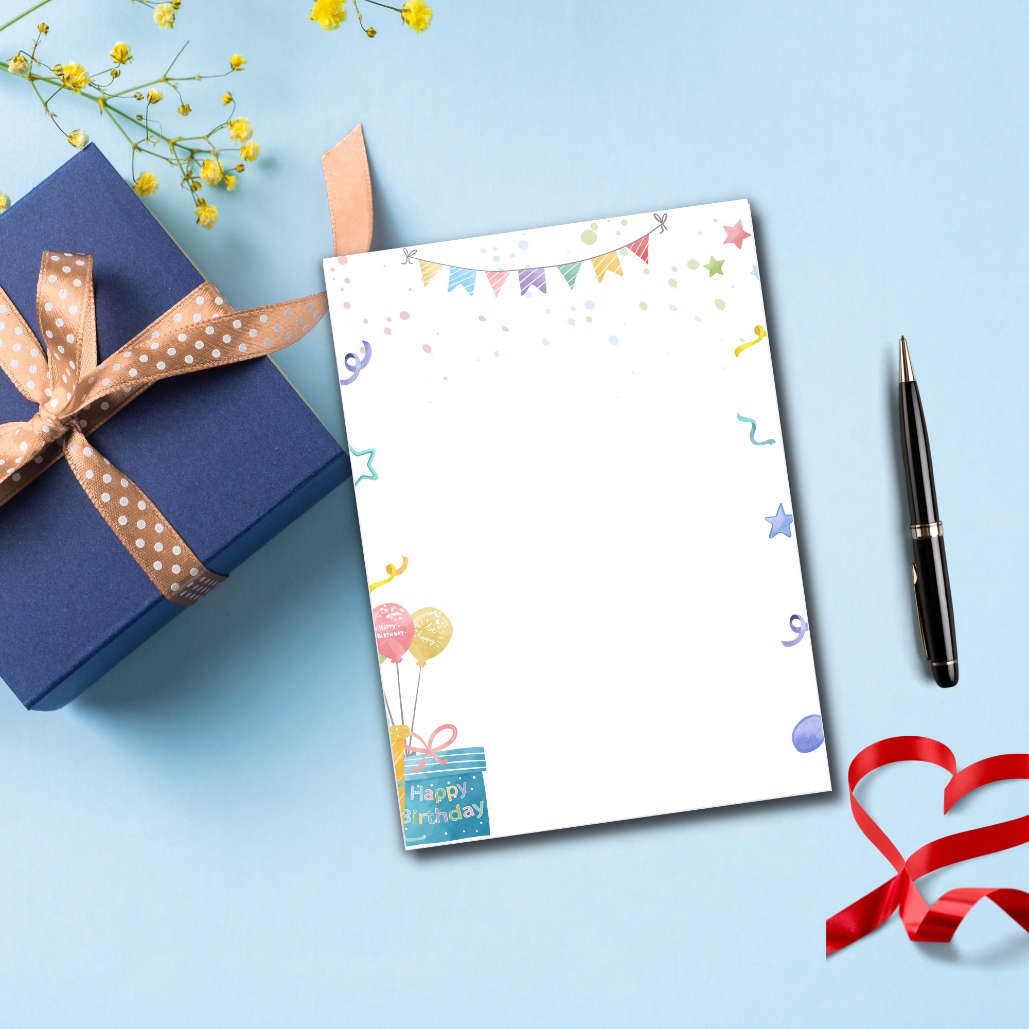 Happy Birthday Stationary Printable Stationery Birthday Paper for Him ...
