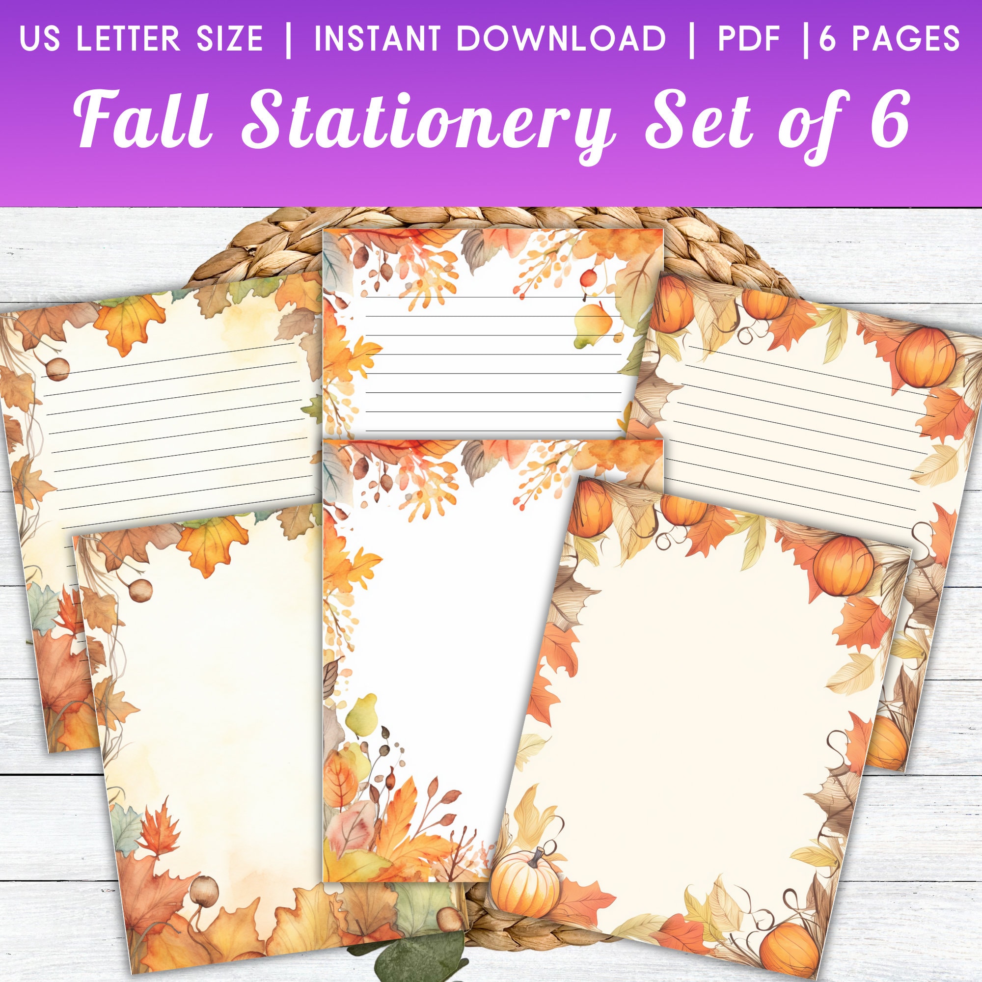 Fall Stationery Set Letter Writing Autumn Stationery Printable - Etsy